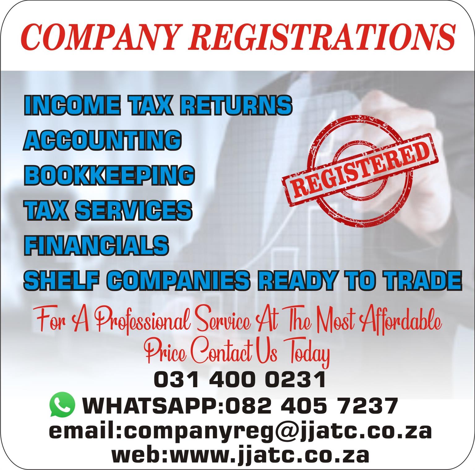 Company registration,fast vat reg,bee,tax/payroll services,cidb,csd ...