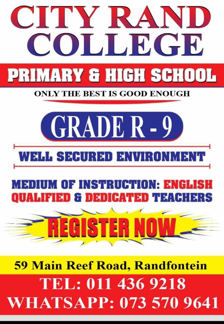 you get the excellent cityrand college education we a in Randfontein ...